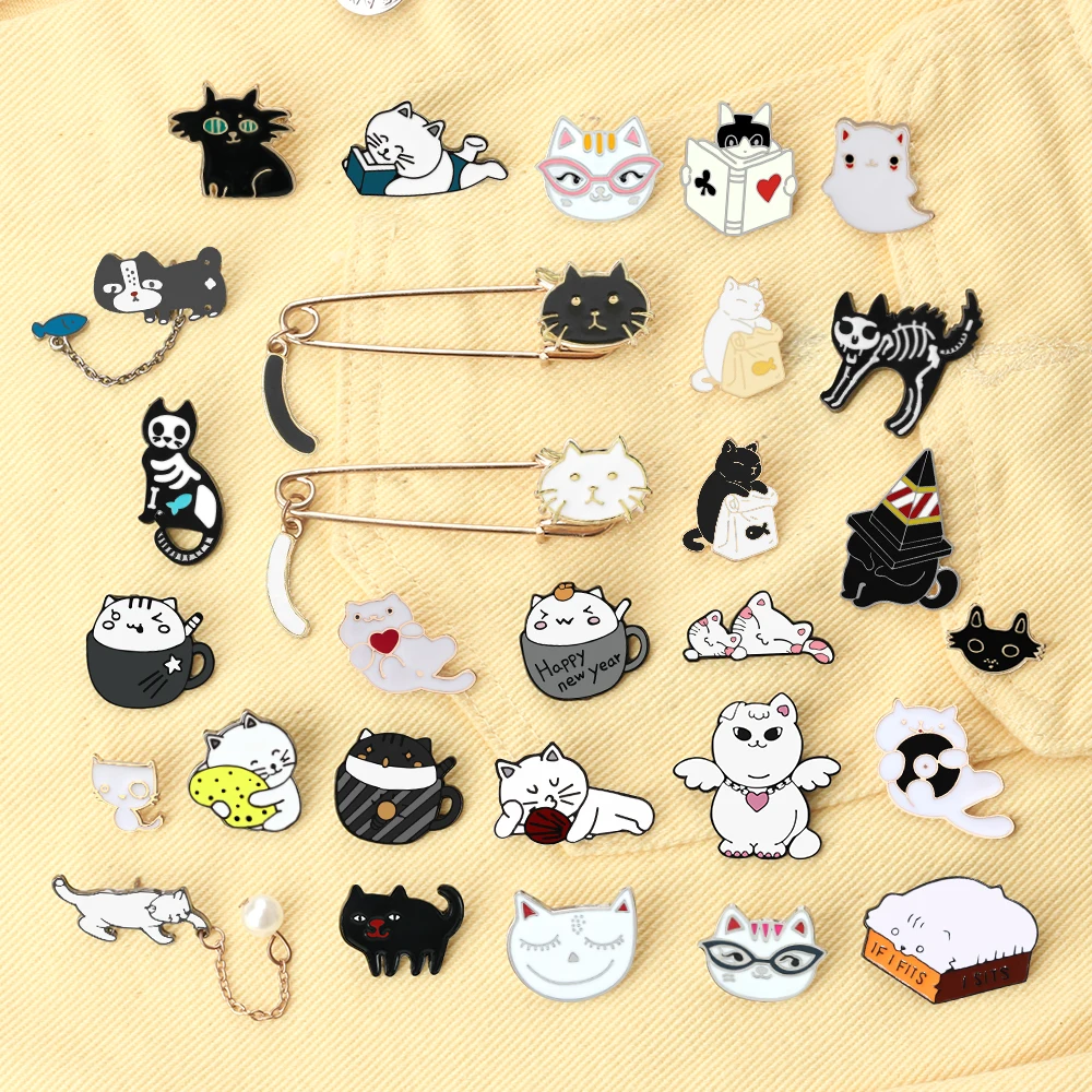 Sanrio Pins Cute Cat Enamel Brooch Pins Set - 5 Piece Cartoon Animal ...