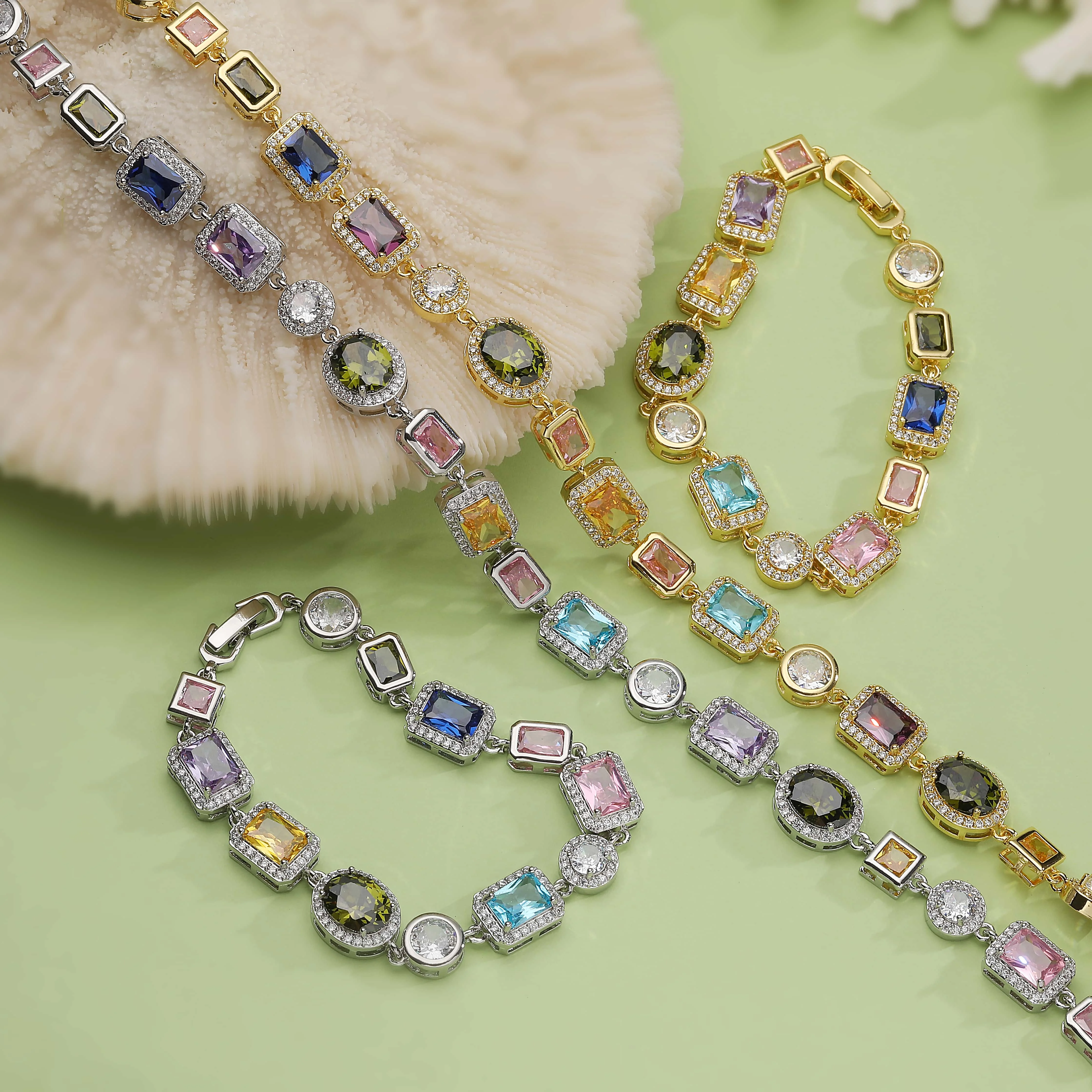 HECHENG, Square and Round Multicoloured Semi-Precious Stone Mosaic ...