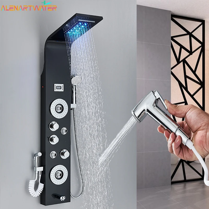 Alenartwater Bathroom Shower Panel Led Waterfall Shower Water Top Spray ...