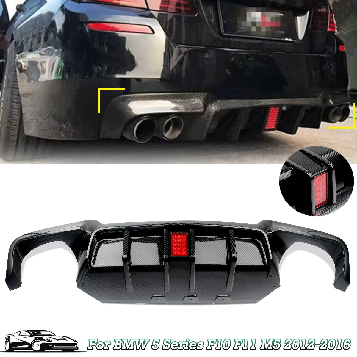 MagicKit-For-BMW-5-Series-F10-M-Sport-Bumper-2010-2016-Rear-Diffuser ...