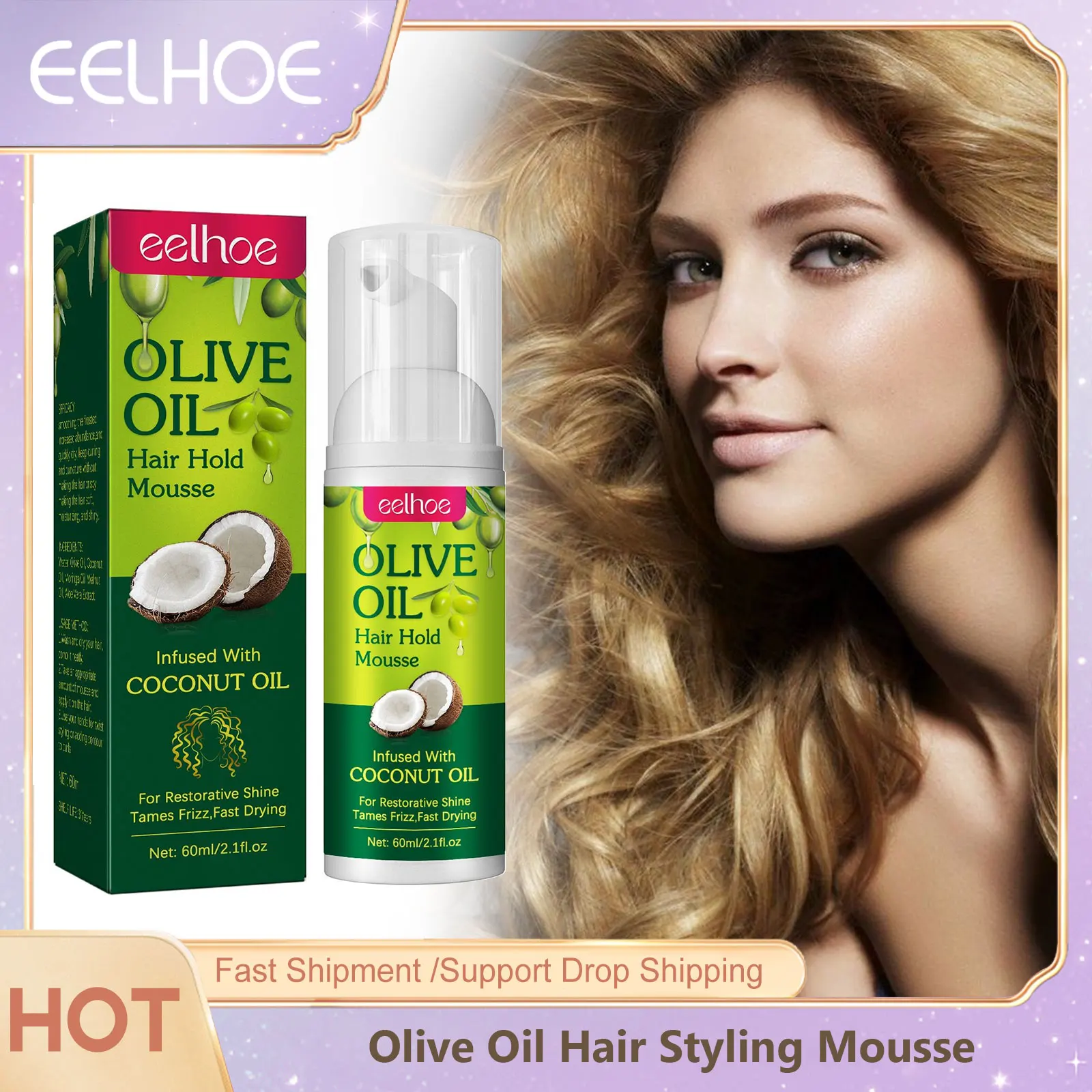 Mousse-de-estilo-de-cabello-rizado-aceite-de-oliva-esponjoso-crema-de ...