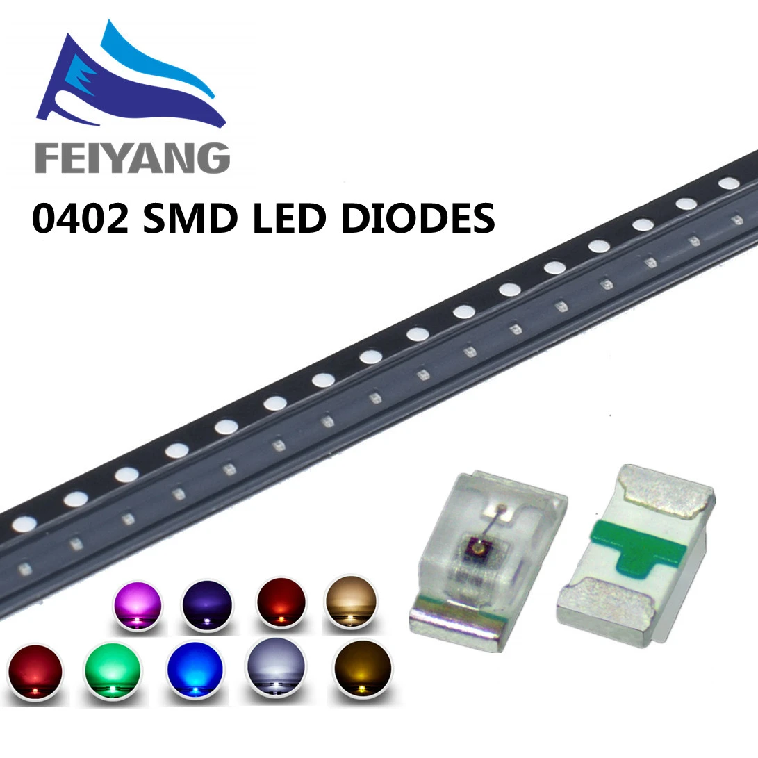 100pcs 0402 SMD LED Electron Component Red Blue Yellow Warm White Green ...