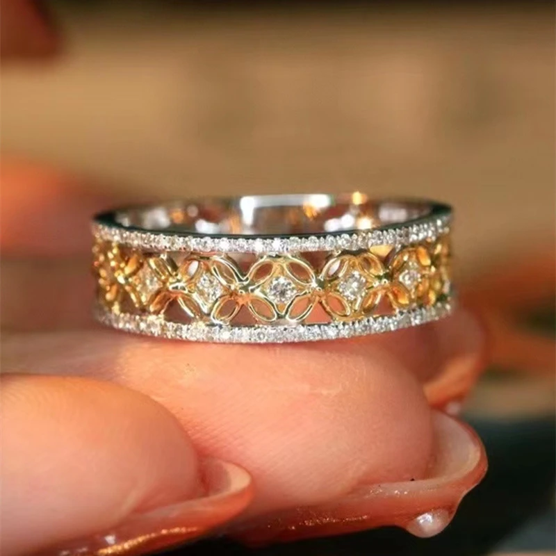 UBESTNICE Retro Court Style Real 18K Solid White Gold AU750 Jewelry ...