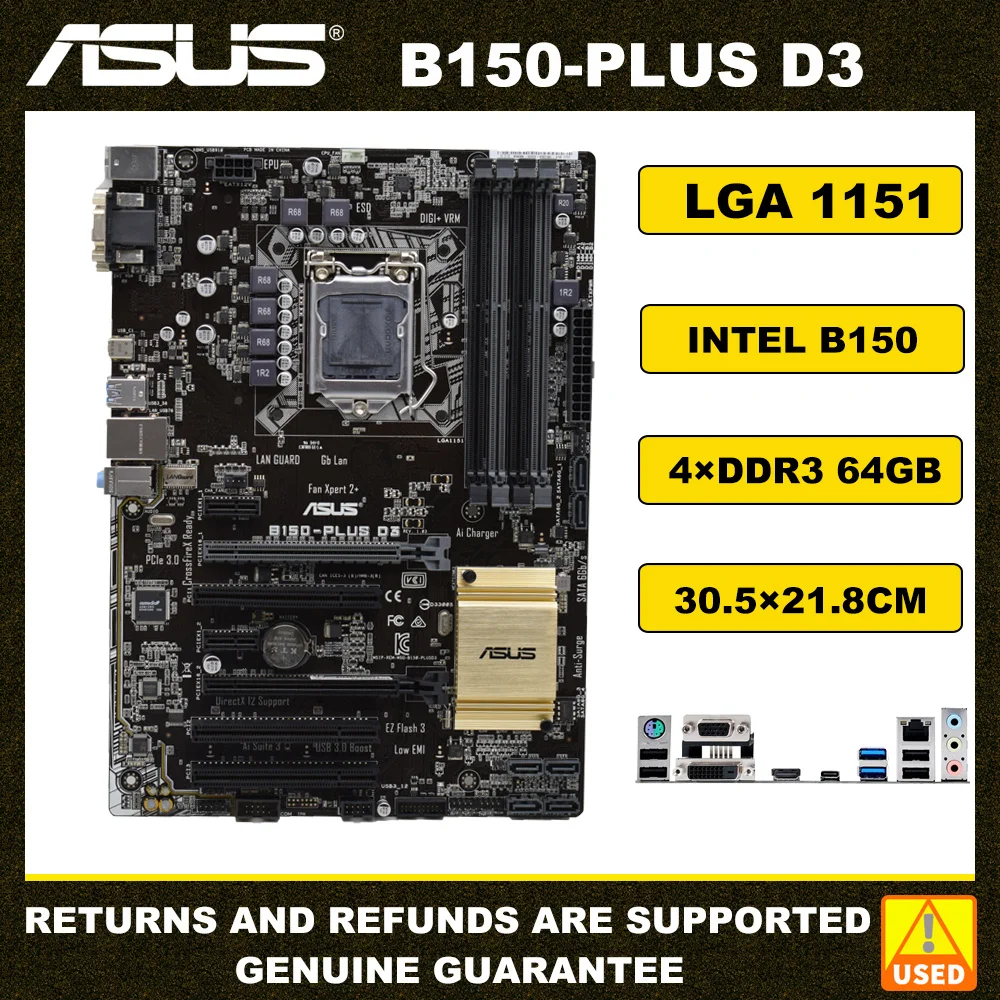 ASUS-placa base B150-PLUS D3 DDR3, 64 GB Core I7 I5 I3 LGA 1151 CPU PCI ...