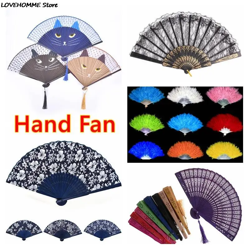1pcs-Cute-Cat-Hand-Fan-Dance-Feather-Folding-Fans-Chinese-Style-Hollow ...