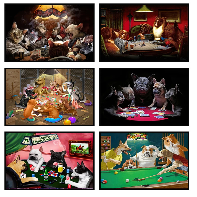 Animals Playing Cards