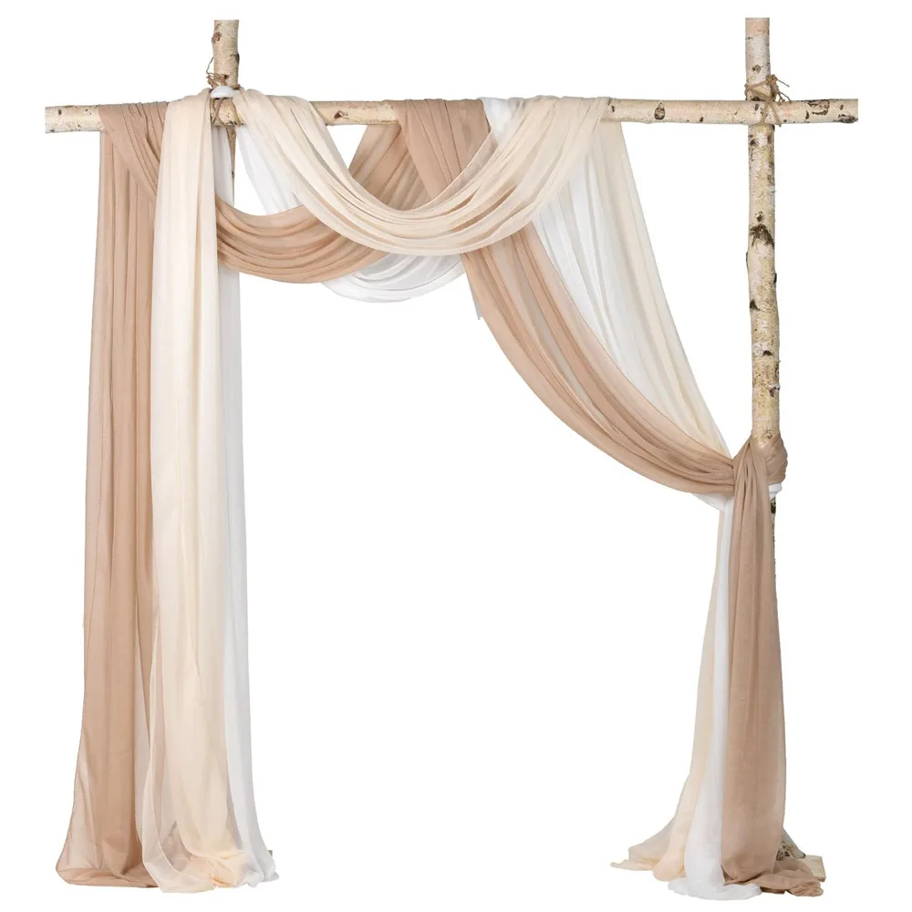 Cilected-3-Panels-20Ft-Beige-Wedding-Arch-Chiffon-Draping-Fabric-Sheer ...