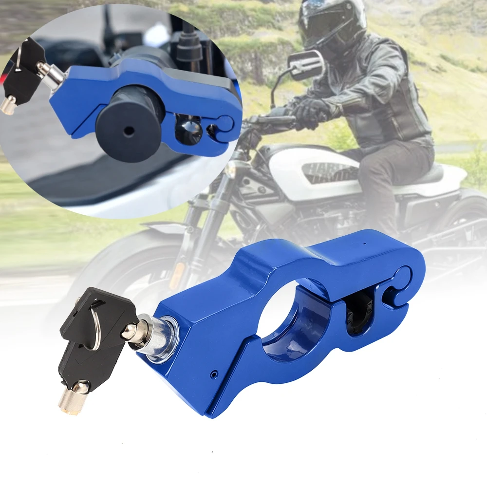 Blue-Motorcycle-Handlebar-Lock-Anti-theft-Lock-Motorcycle-Electric ...