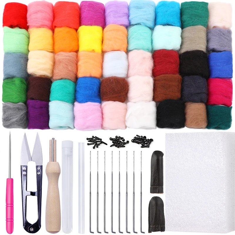 MIUSIE 20/36/50 Colors Needle Felting Kit Wool Felting Tools Handmade ...