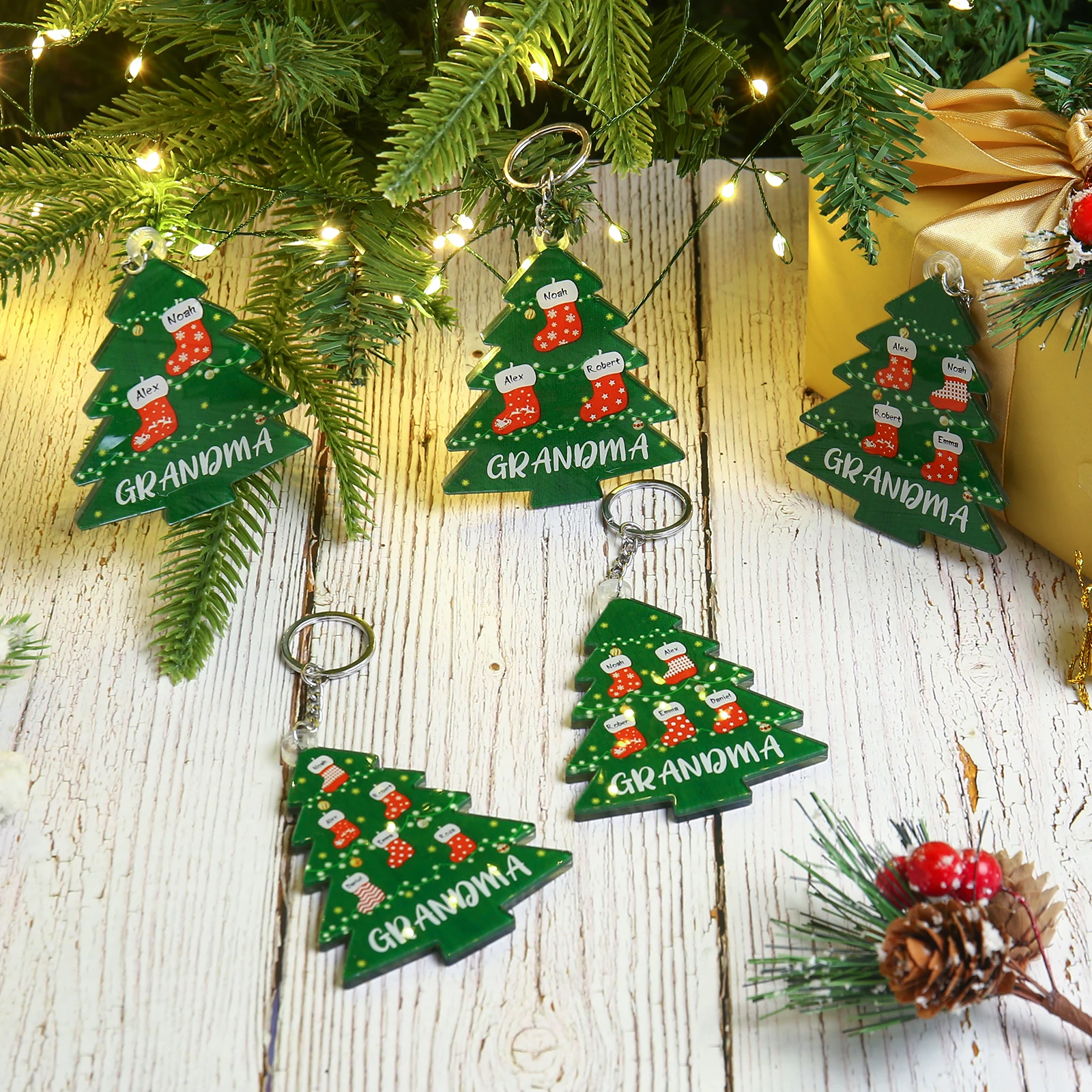 Personalized Acrylic Christmas Tree Keychain | Gifts Flash