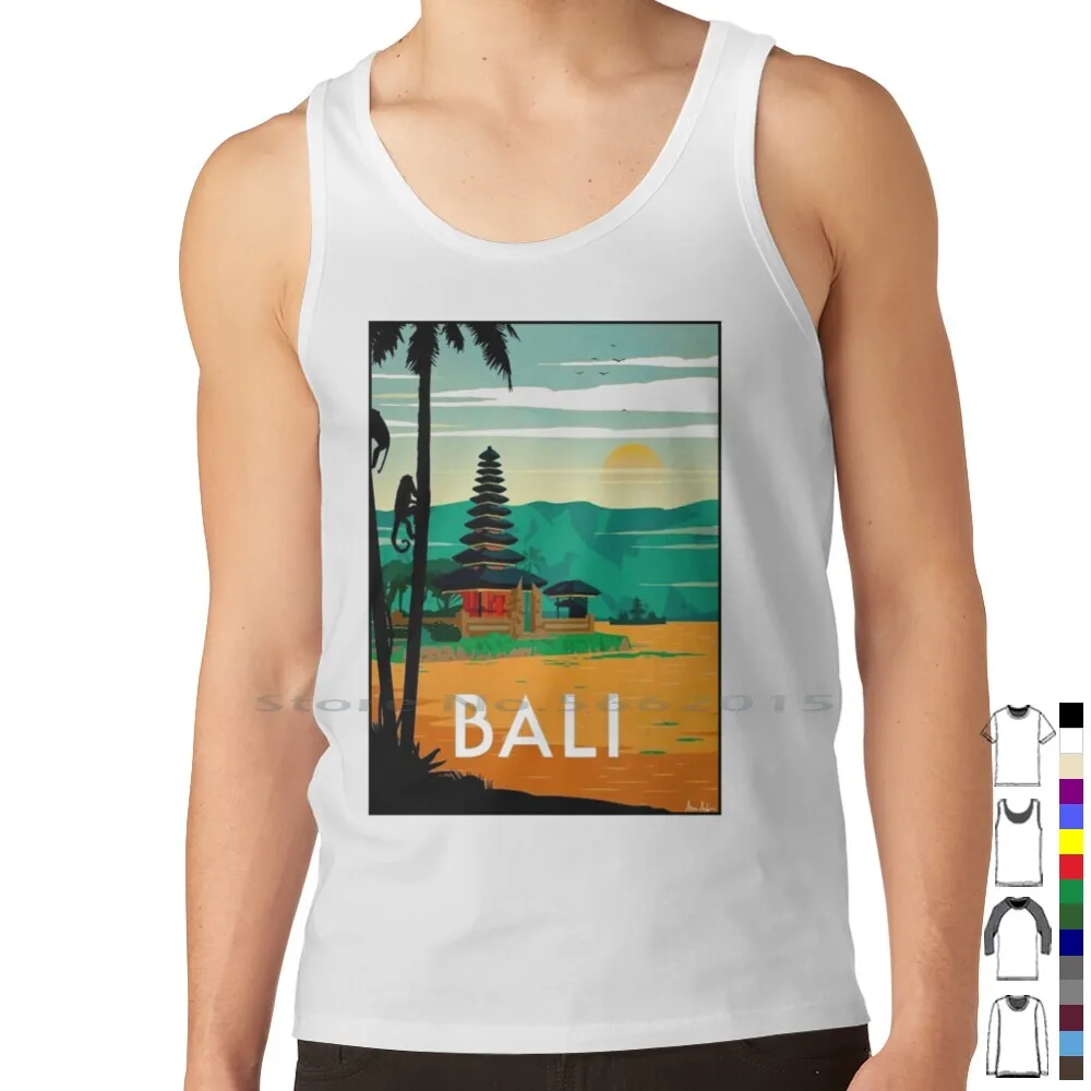 Bali-Vintage-Travel-And-Tourism-Advertising-Print-Tank-Top-Pure-Cotton ...