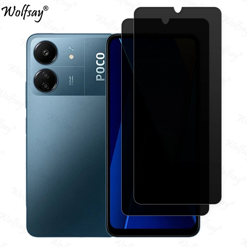 Anti-Spy Tempered Glass For Xiaomi Poco C65 Privacy Screen Protector ...