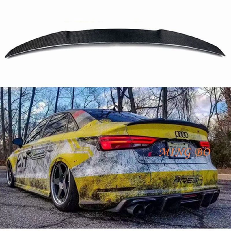 For-AUDI-A3-S3-RS3-8V-Limousine-Sedan-V-Style-Carbon-Fiber-Rear-Spoiler ...