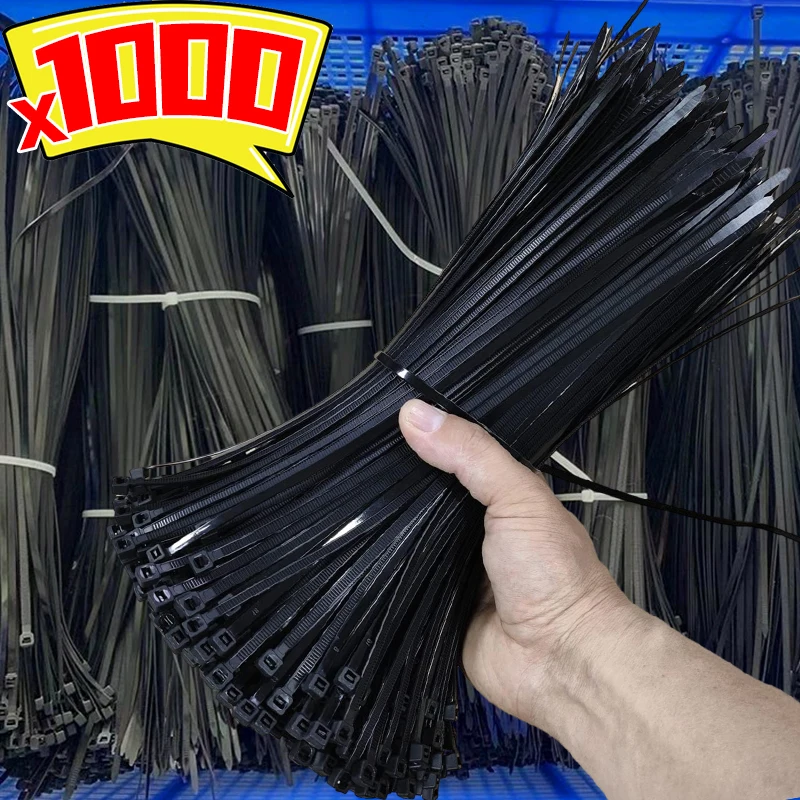 1000-100Pcs-Plastic-Nylon-Cable-Ties-Self-locking-Cord-Ties-Straps ...