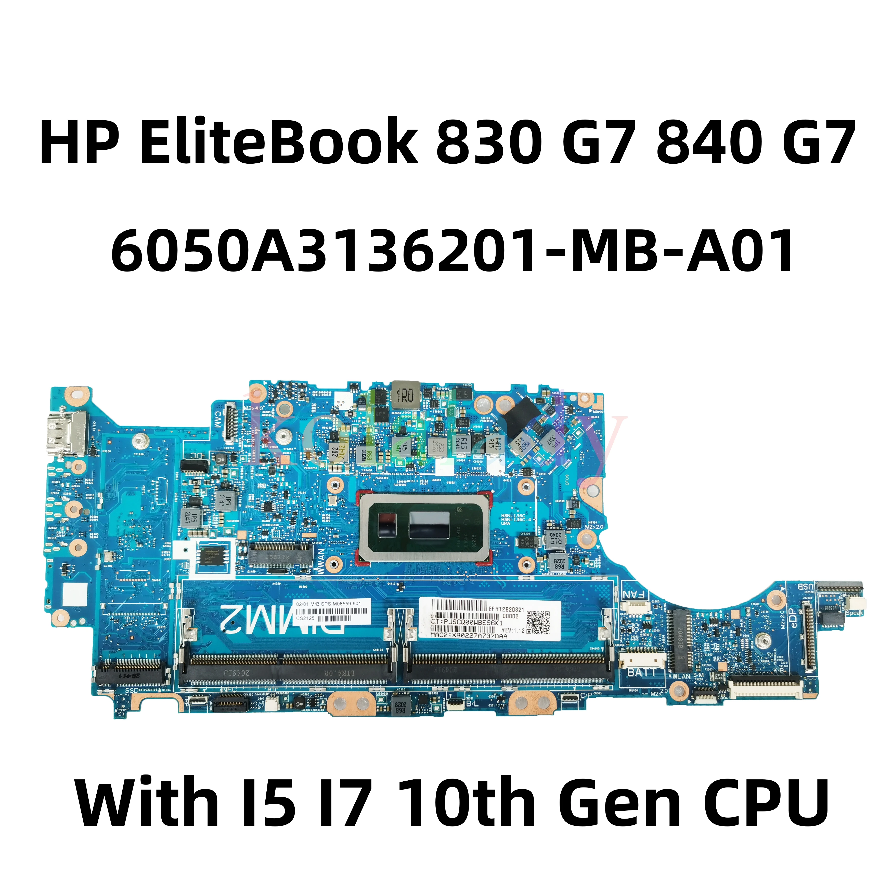 6050A3136201 MB A01 HSN I36C For HP EliteBook 830 G7 840 G7 Laptop ...