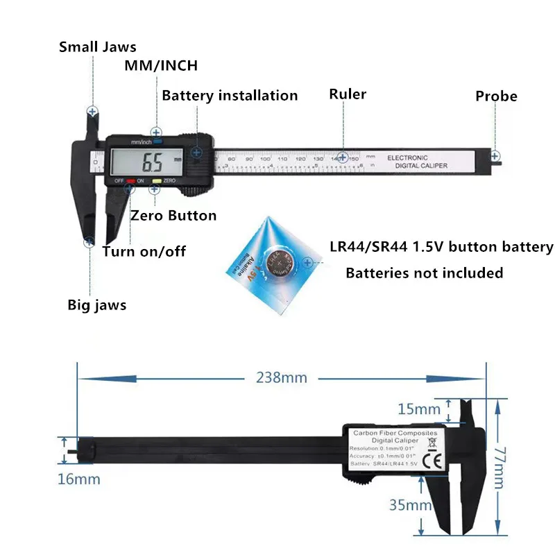 150mm 100mm Electronic Digital Caliper – circletzm