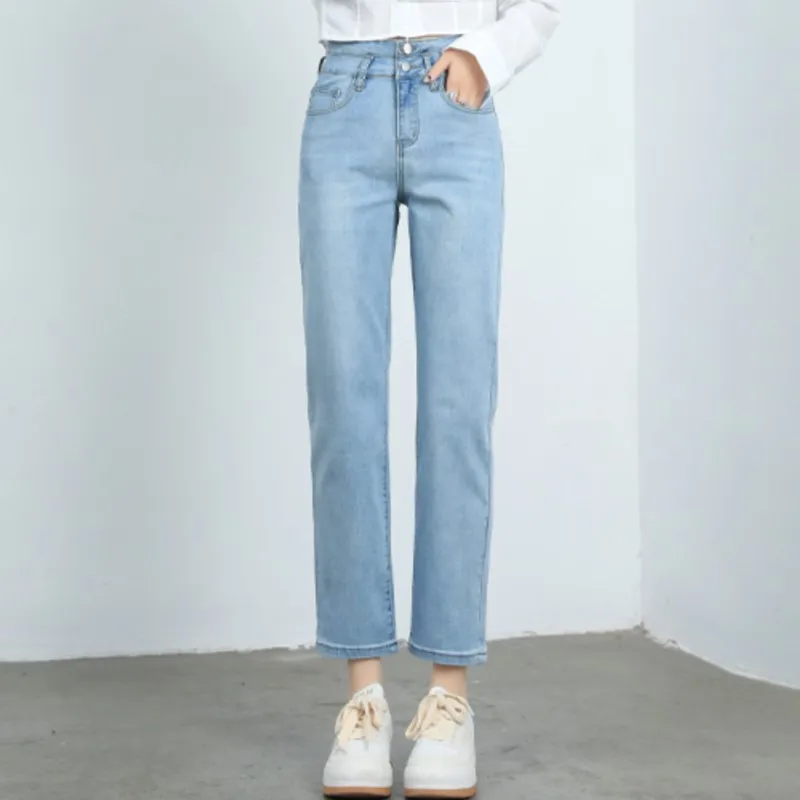High-Quality-Denim-Jeans-For-Female-Straight-Slim-Fit-High-Waist ...
