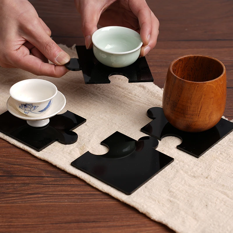 Acrylic Puzzle Coaster Irregular Transparent Coaster Table Top ...