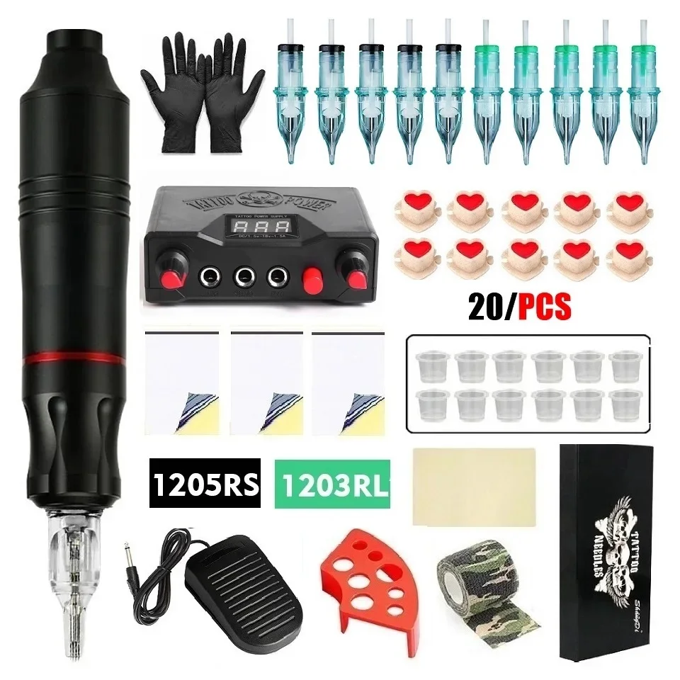 Tattoo-Machine-Kit-Complete-DC-Interface-Rotary-Tattoo-Pen-With-10pc ...