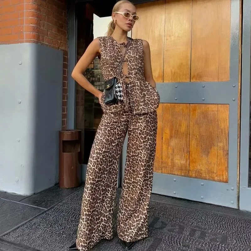 Colete-de-leopardo-sem-mangas-TRAF-para-mulheres-tops-curtos-com ...