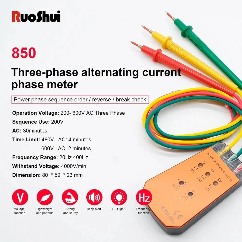 RuoShui-850-Three-Phase-Indicator-cable-tracker-Rotation-Phase-Sequence ...