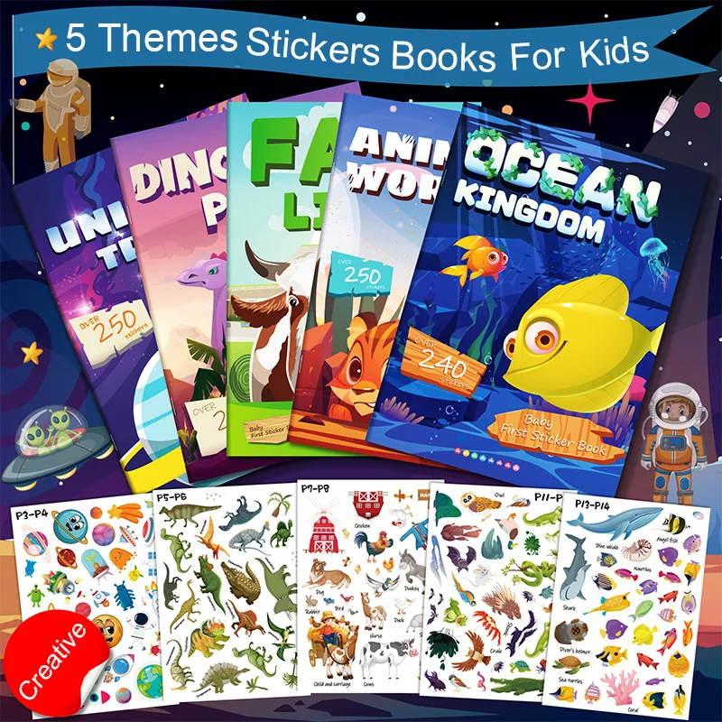 5-Scenes-Sticker-Book-for-Kids-Cartoon-DIY-Puzzle-Educational-Cognition ...