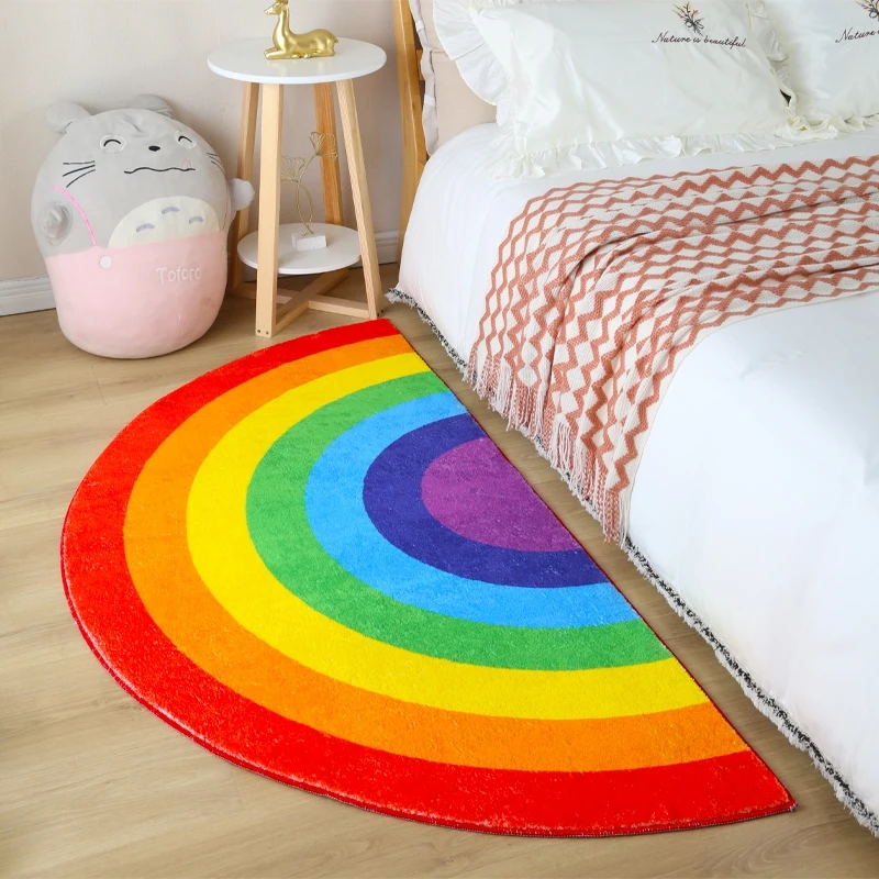 Cartoon-Cute-Bedside-Rug-Semicircle-Rainbow-Rugs-for-Bedroom-Modern ...