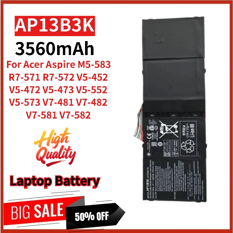 New High Quality AP13B3K Laptop Battery 15.2V 3560mAh for Acer Aspire ...