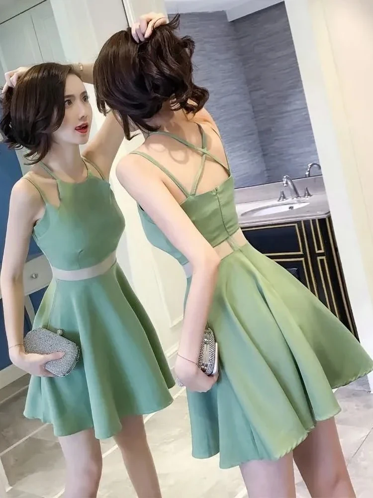 2022 Sexy Women's Korean Dress Version Short Ins Style Skirt Backless ...