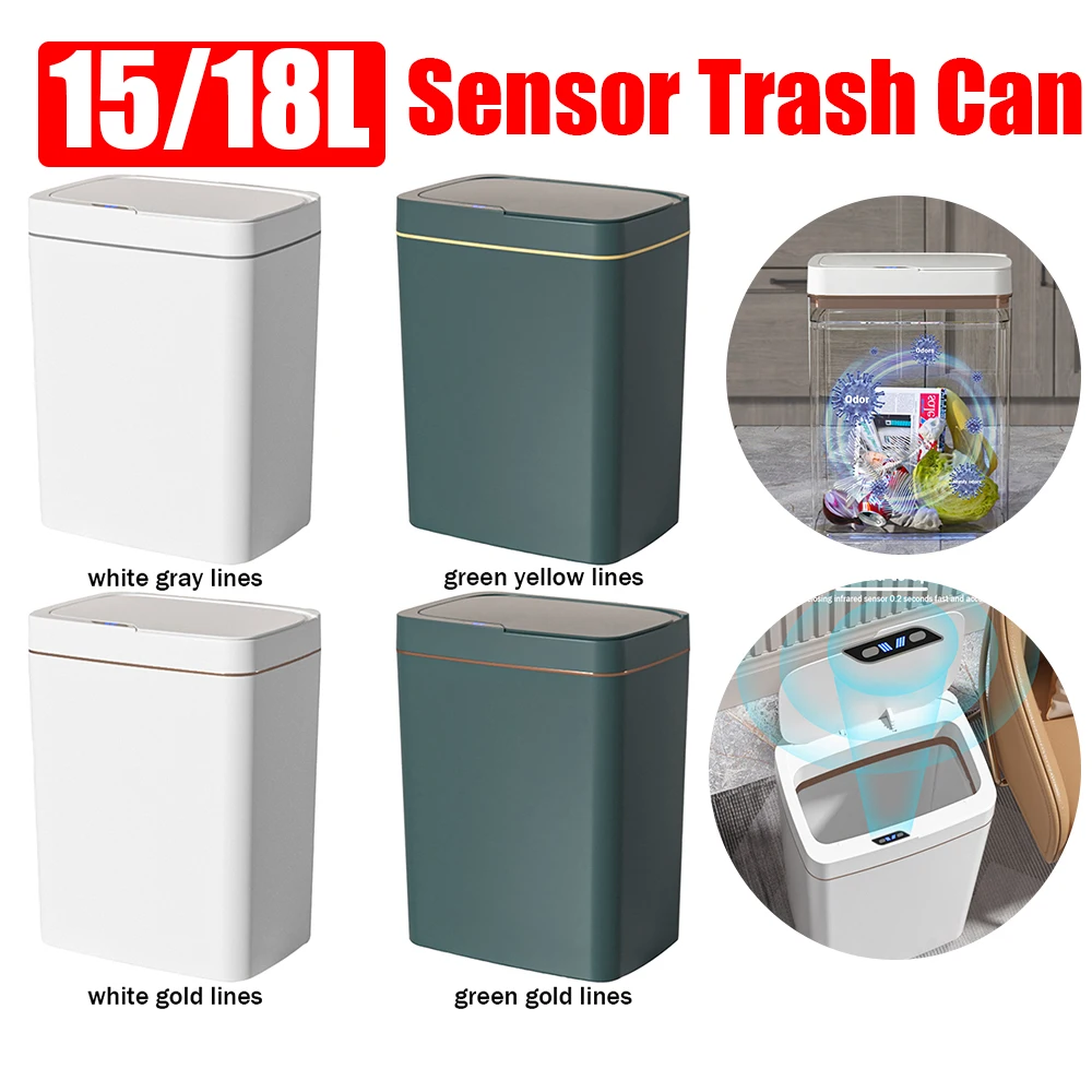 15-18L-Auto-Motion-Sensor-Rubbish-Can-Automatic-Trash-Bin-Waterproof ...