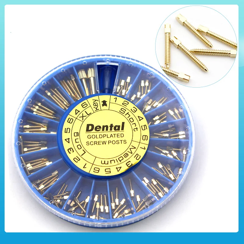 240PCS/BOX Dental Screw Posts Dental Gold Plated Screw Post Kits Dental ...