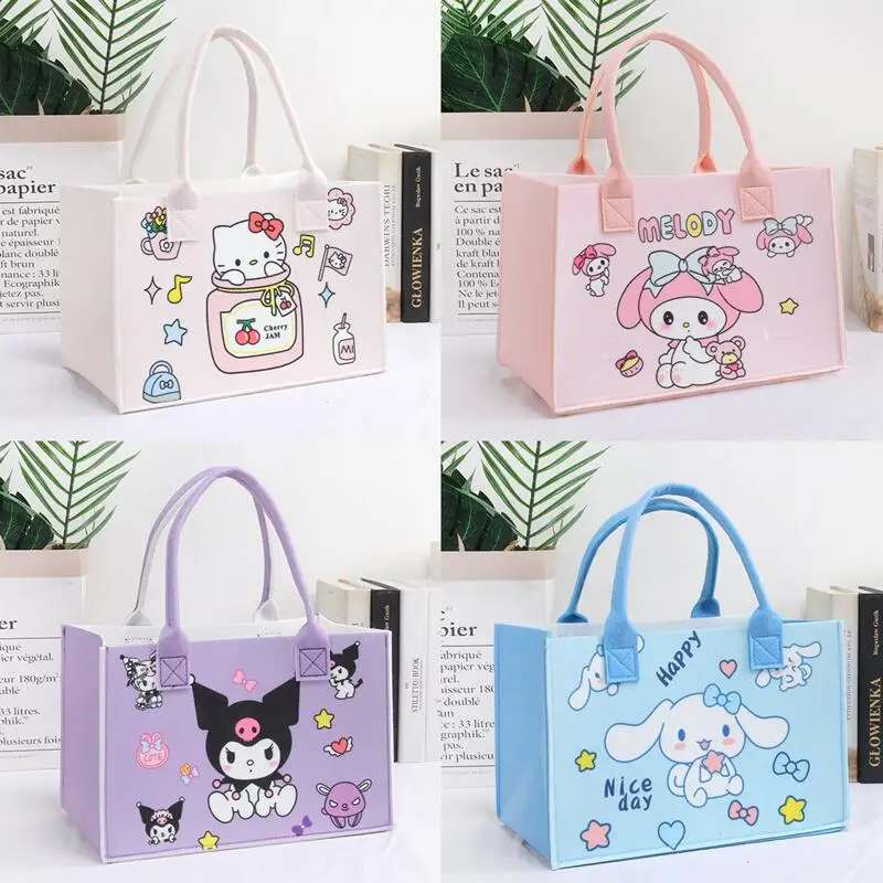 Sanrio-Hello-Kitty-Felt-Handbag-Cute-Cartoon-Kuromi-Cinnamoroll-My ...