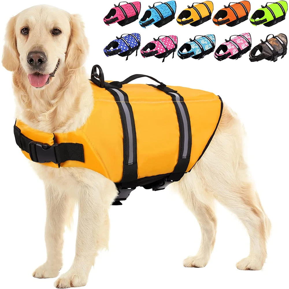 Ripstop Dog Life Jacket Safety Pet Flotation Life Vest Adjustable ...