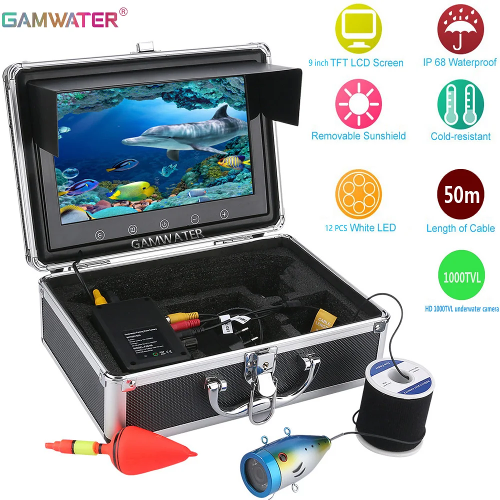 Underwater Fishing Finder IP68 Camera Double Lamp 30 LEDs 9" Inch ...