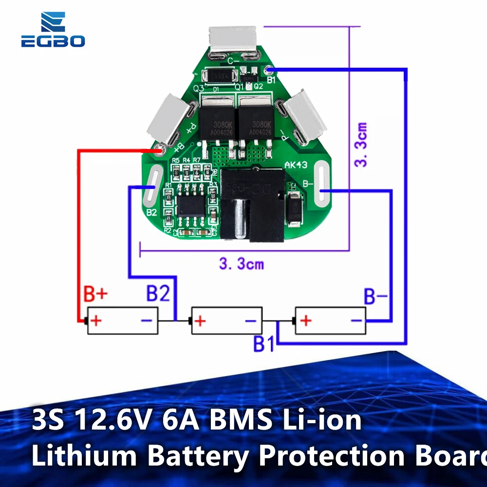 3S 12.6V 6A BMS Li-ion Lithium Battery Protection Board 18650 Power Bank Balancer Battery ...