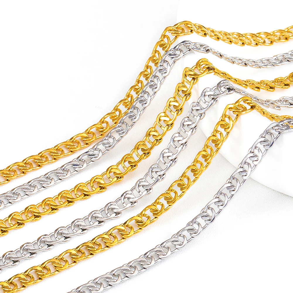 1Meter Stainless Steel Flat Round Chain 4.5x6mm Cross Circle Link ...