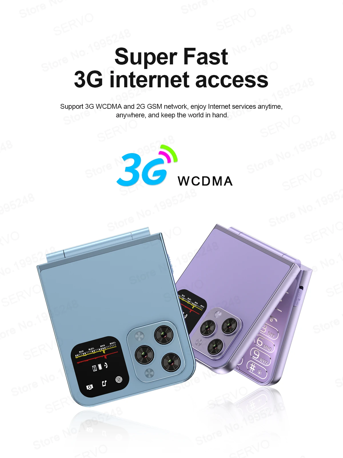 SERVO A70 Pro 2-микрофонный раскладной телефон с SIM-картой 3G WCDMA ...