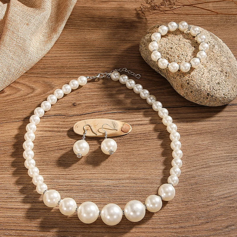 4pcs-set-Fashion-Elegant-Pearl-Necklace-Earrings-Bracelet-Jewelry-Set ...