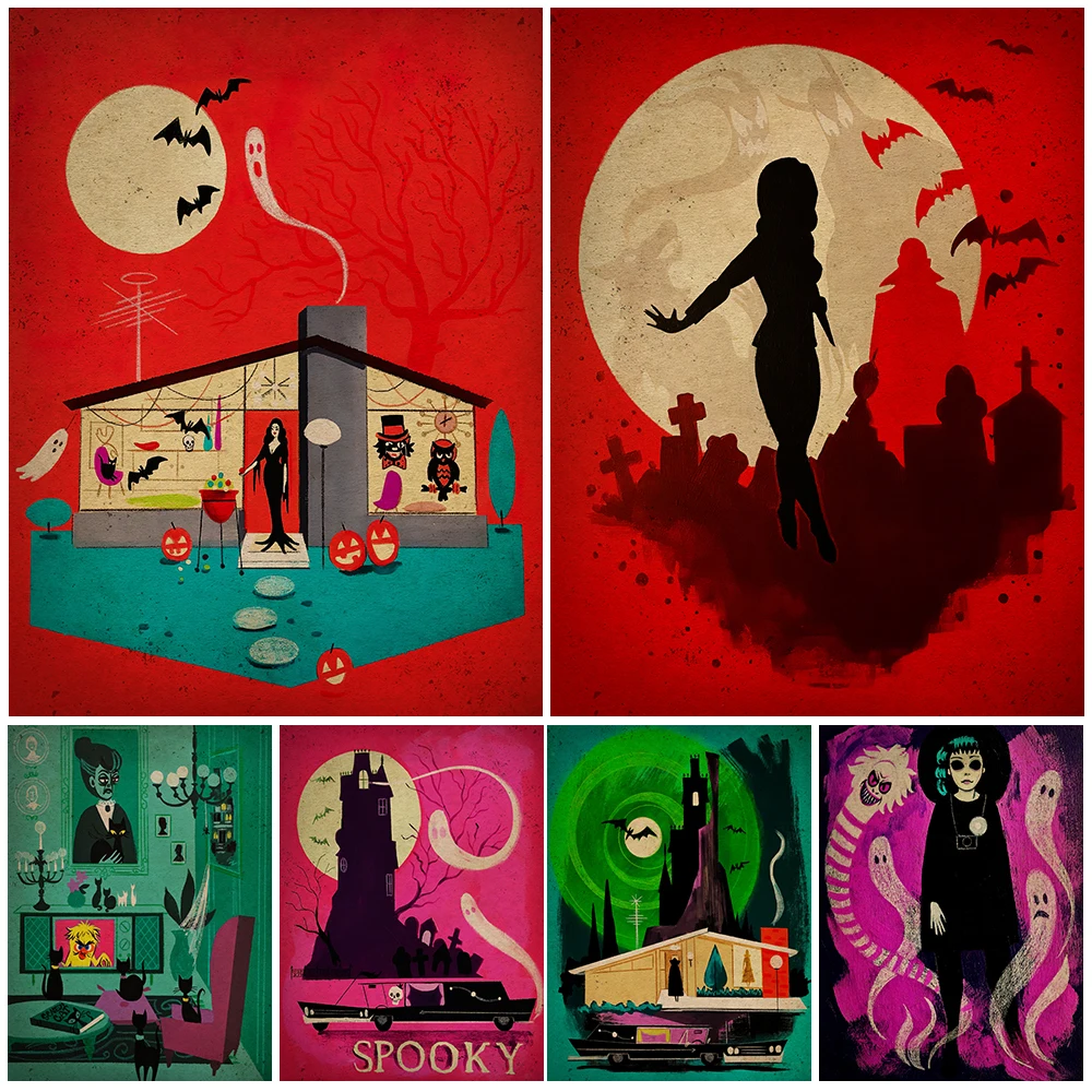 Horrible Spooky Vampire Home Vintage Wall Art Canvas Painting Dark ...