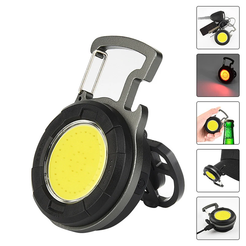 Round Keychain Light 500 Lumens High Brightness Portable Multi function ...