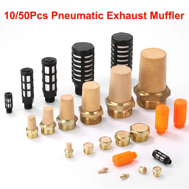 10/50pcs Pneumatic Exhaust Muffler Brass 1/8" 1/4" 3/8" 1/2" BSL M5 ...