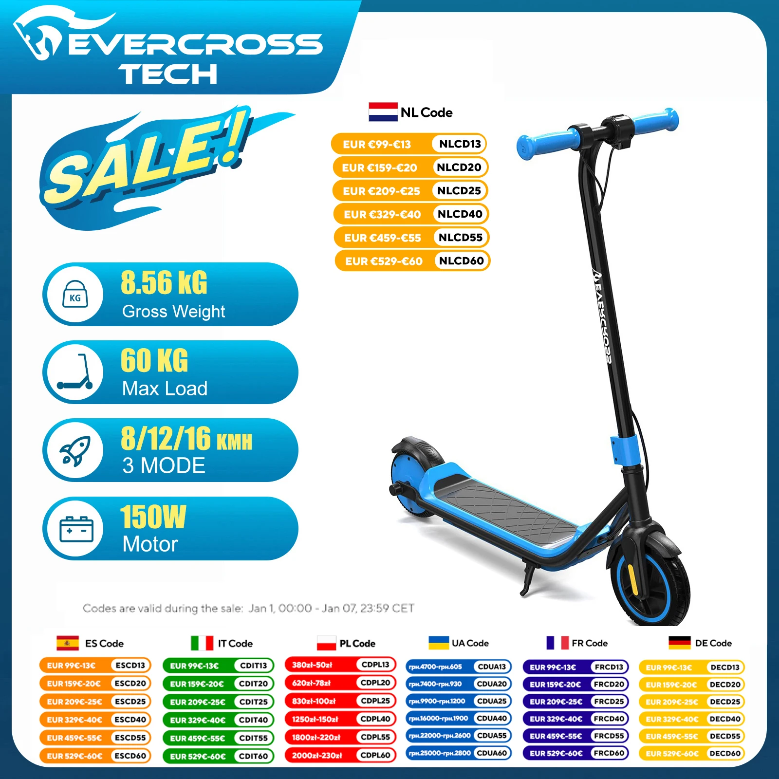 EVERCROSS TECH E6 Electric Scooter for Kids, 7" Lightweight E-Scooter ...