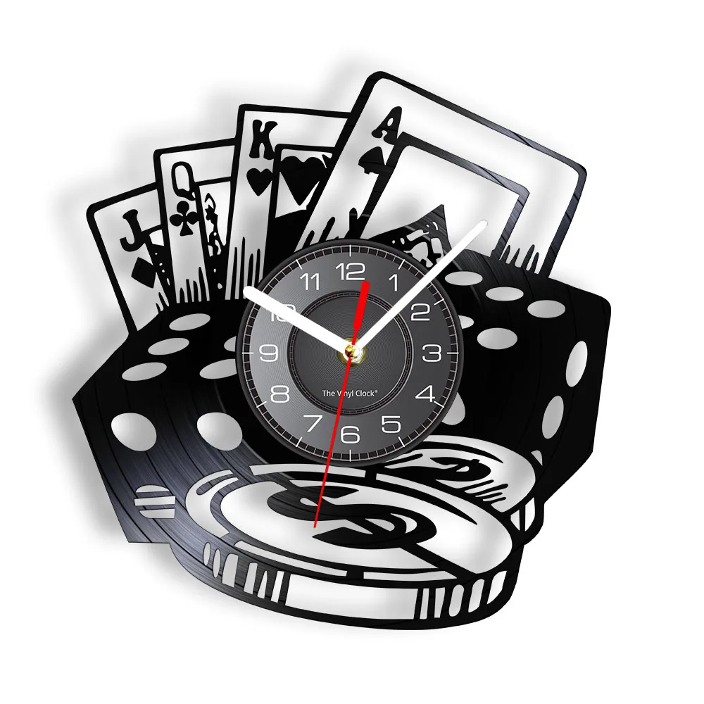 Poker Dice Wall Art Poker Chip Set Wall Clock Poker Room Wall Decor ...