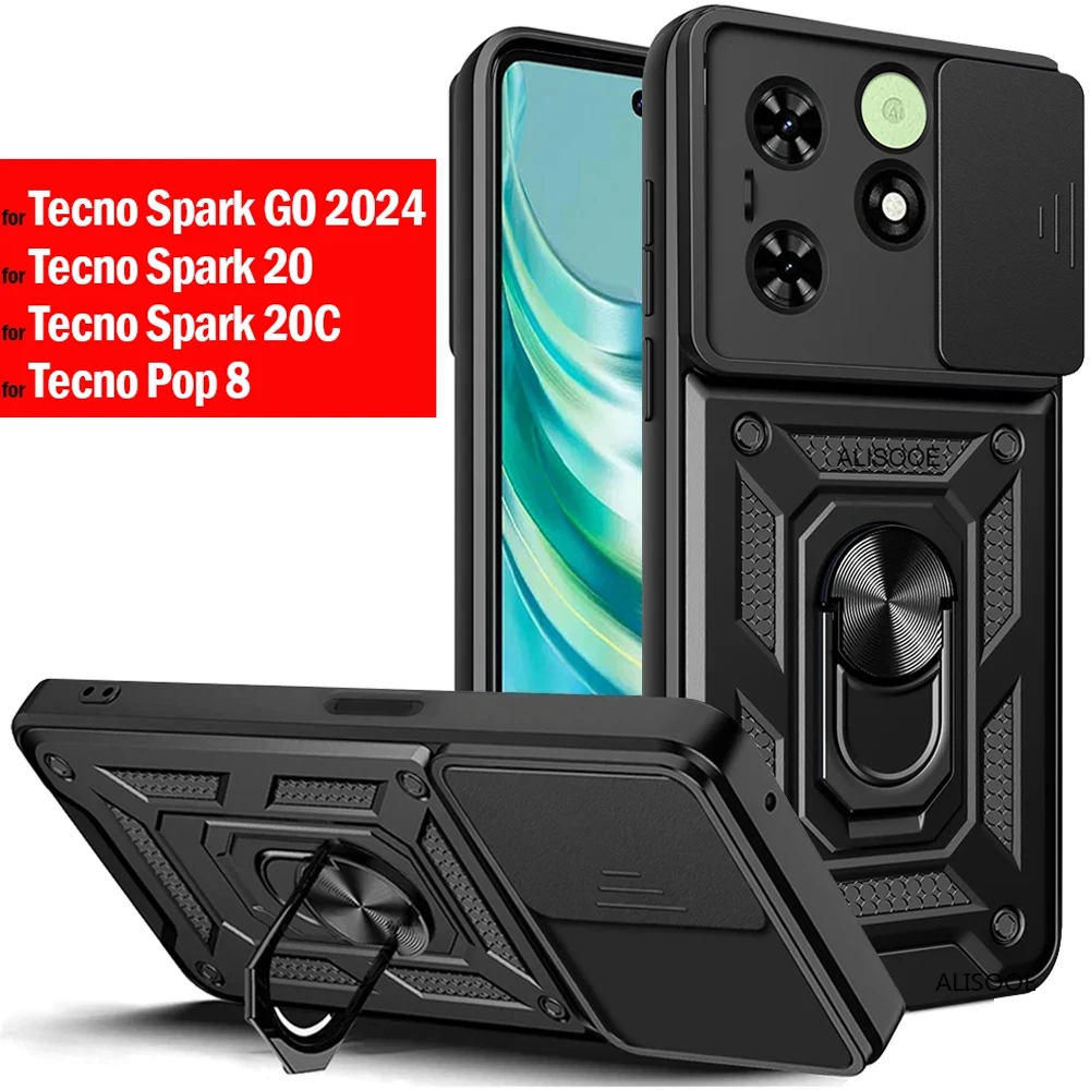 Capa-for-Tecno-Spark-GO-2024-Case-Slide-Camera-Protect-Ring-Stand-Cover ...