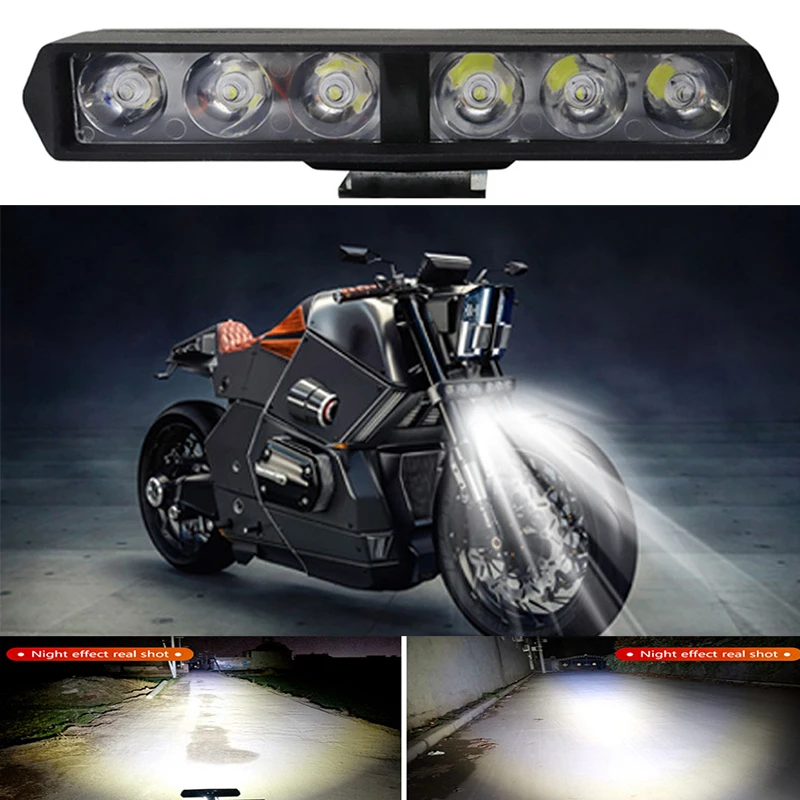 2pcs Motorcycle Spotlights Headlight 6 LED Waterproof High Brightness ...