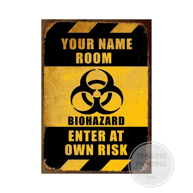 Metal Tin Sign Dark Danger Warning Zombie Signs Personalise Horror ...