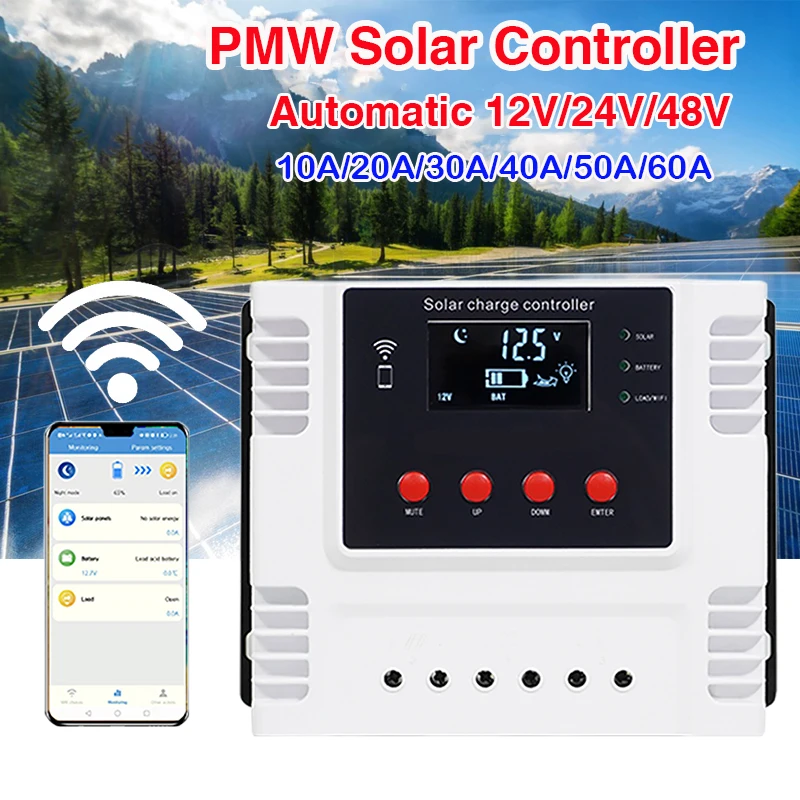 Controlador-de-carga-Solar-PMW-10-20-40A-50A-60A-monitoreo-de-datos-en ...