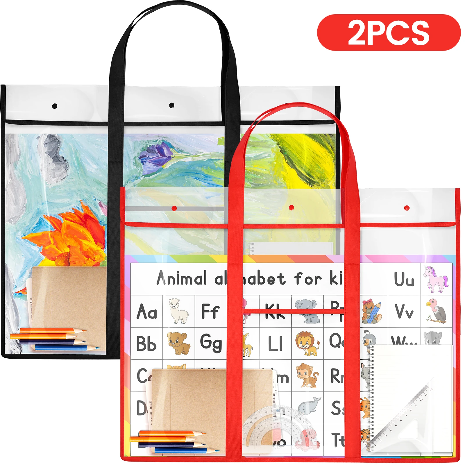 2Pcs-Poster-Bag-Clear-PVC-Art-Portfolio-Container-Portable-Bulletin ...
