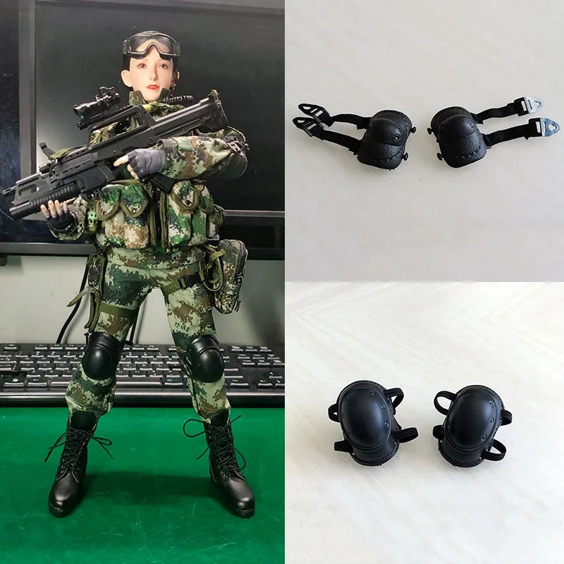 Black-Color-1-6-Scale-Soldier-Scene-Accessory-Tactical-Elbow-Pads ...