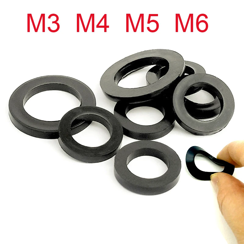 Black-Rubber-Insulation-Sealing-Ring-Rubber-Flat-Washer-Gasket-M3-M4-M5 ...